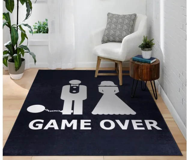 Dywany Łuszczów, Kusový koberec Bambino 2104 Game Over black, 120x170, černobílá, chodba / předsíň