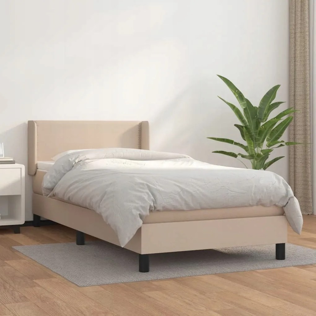 Box spring postel s matrací umělá kůže cappuccino