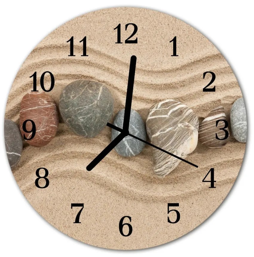 Nástenné skleněné hodiny Pískové kameny fi 30 cm