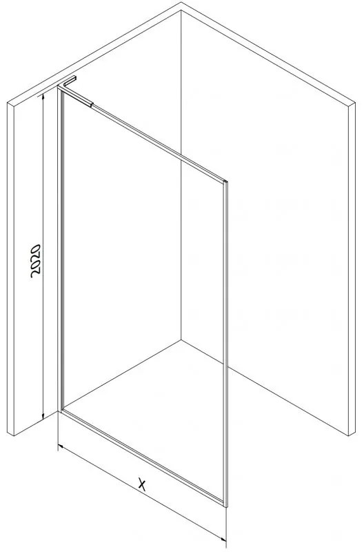 Mexen, Mexen Kioto-F L sprchová stěna s rámem 50 x 202 cm, průhledná 8 mm, broušený nikl - 800-050-174-97-00