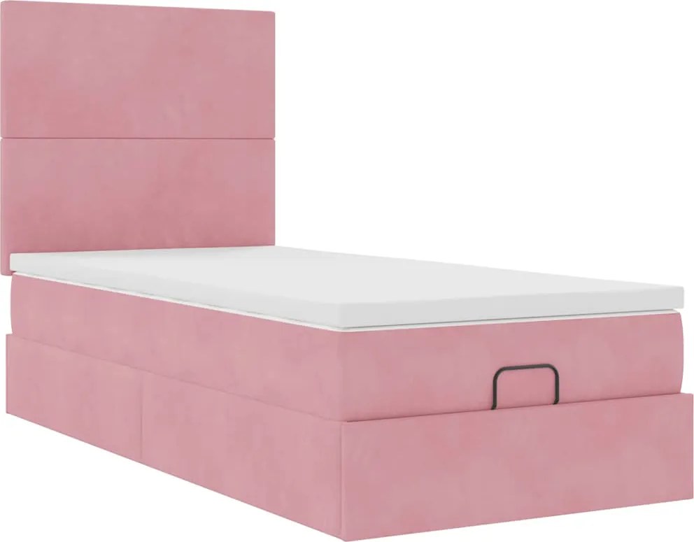 Osmanský rám postele s matracemi růžová 100x200cm samet 3313384