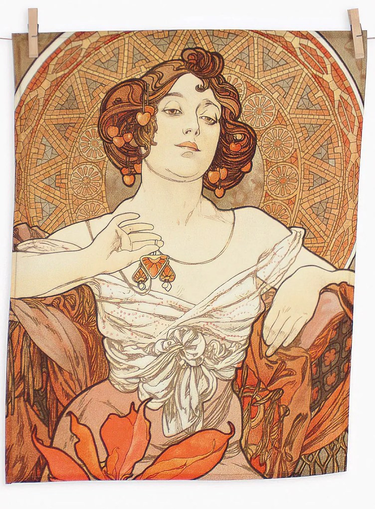 Matějovský utěrky ALFONS MUCHA RUBY, béžovo-hnědé, 2 kusy 50x64cm