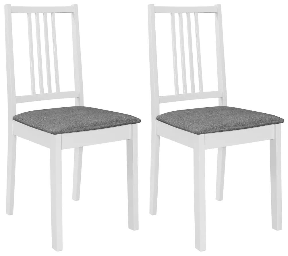 Jídelní židle s poduškami 2 ks bílé masivní dřevo,  247636