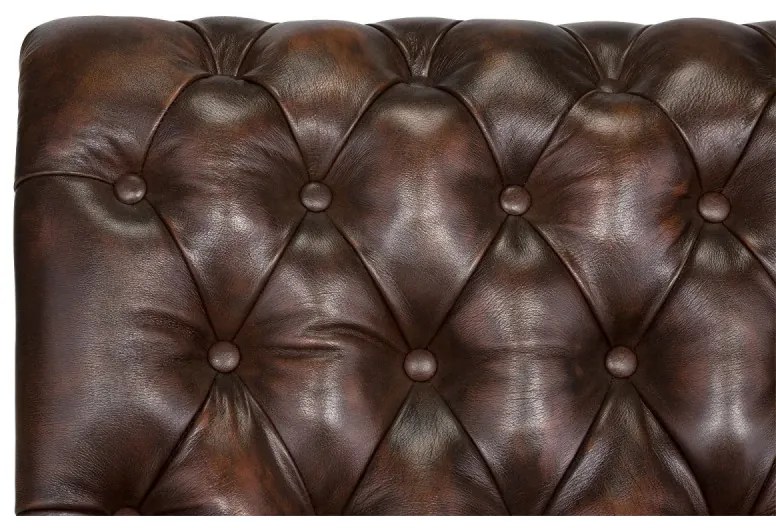 furniture-nabytek.cz - Masivní pohovka Chesterfield Bedford, pravá kůže, hnědá