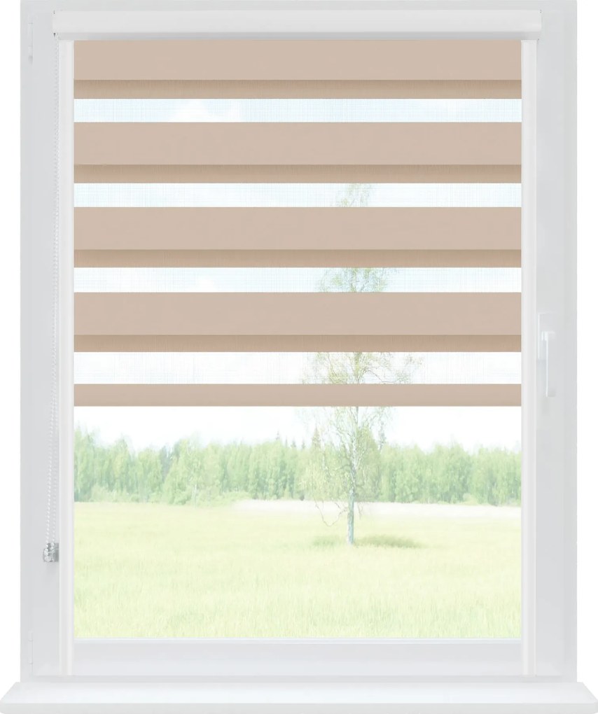 Dekodum Roleta den a noc v bílé kazetě soft, barva látky Ecru Šířka (cm): 48, Výška (cm): Standardní (do 150 cm), Strana mechanismu: Levá
