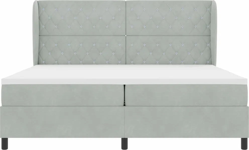Postel s boxspringem s čelo Světle šedá 200 x 200 cm samet 3340892