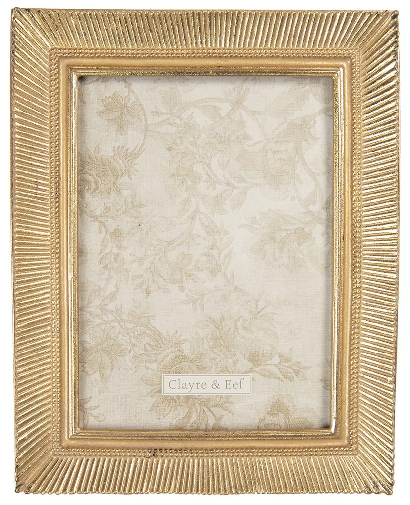 Zlatý vintage rámeček na fotografie s proužky - 18*2*22 cm / 13*18 cm