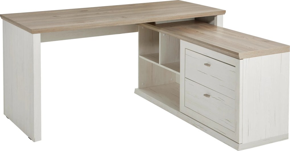 XXXLutz ROHOVÝ PSACÍ STŮL, šedá, bílá, 160/145,3/76 cm Hom`in - Rohové psací stoly - 000003000155
