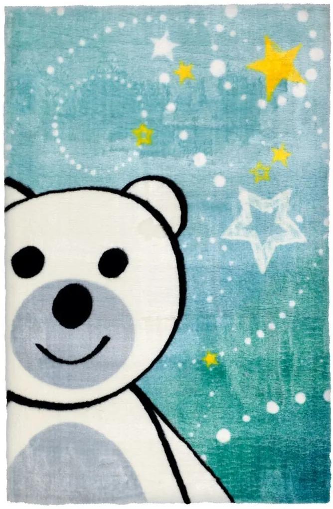 Dětský koberec - Bílý medvěd s hvězdami rozměr: 90x130