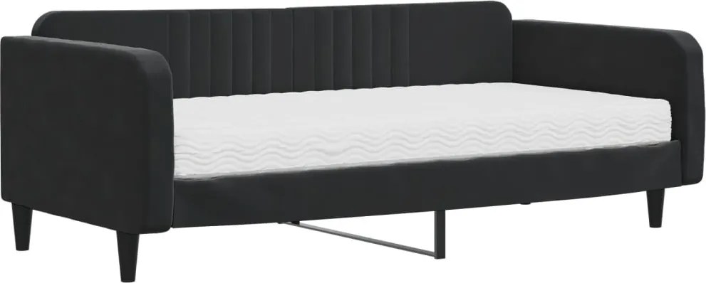 Válenda s matrací černá 100 x 200 cm samet 3197050
