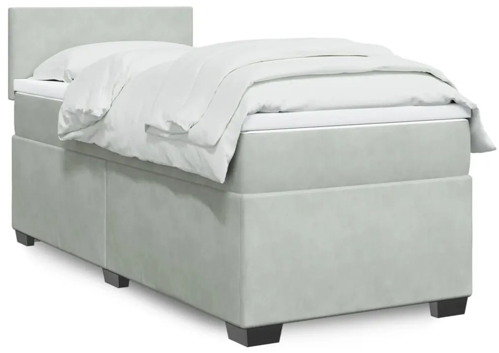 Box spring postel s matrací světle šedá 90x190 cm samet 3288480