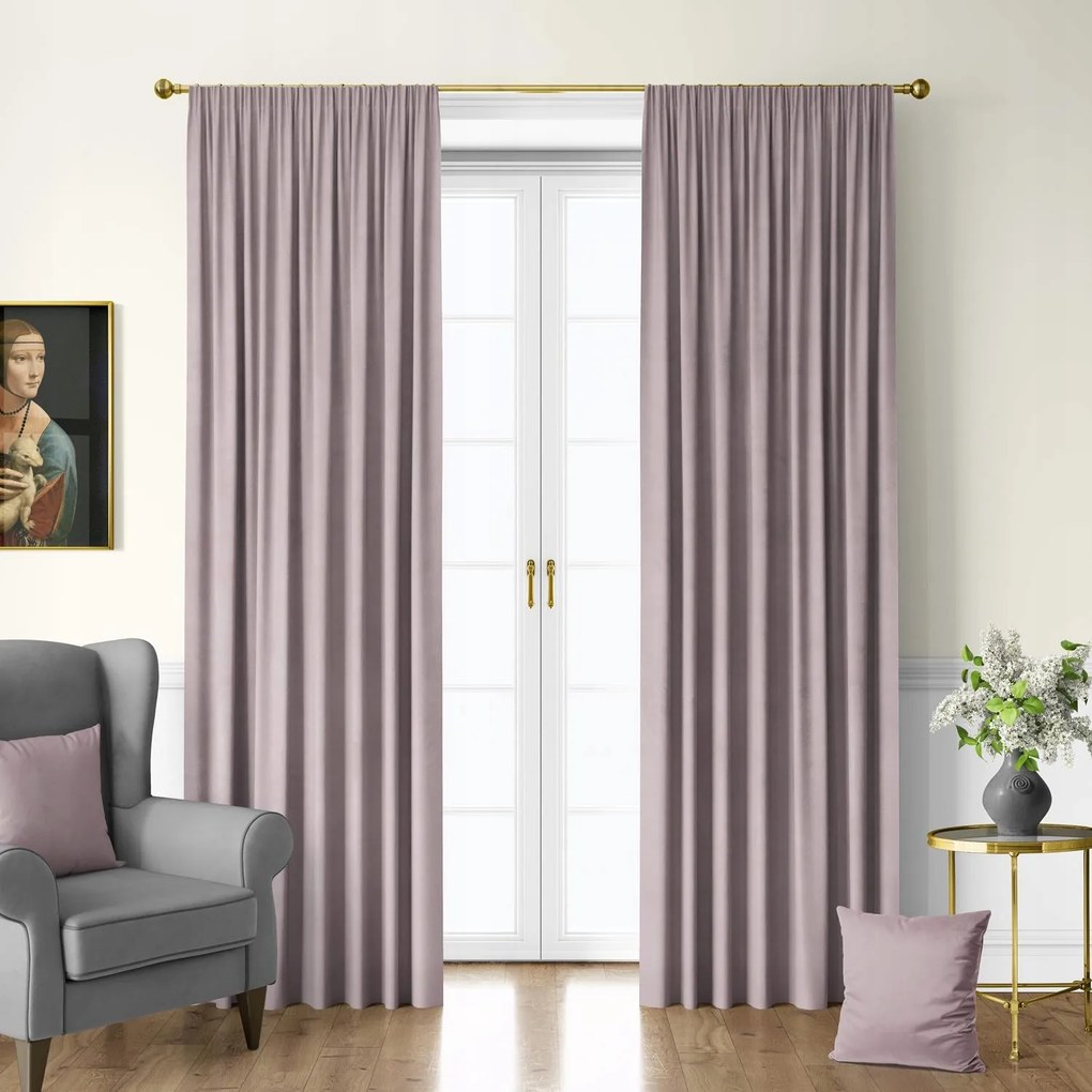 Závěs Velvet, Velur, S Páskou 140 š x 340 v zatemňovací 70% Flamingo