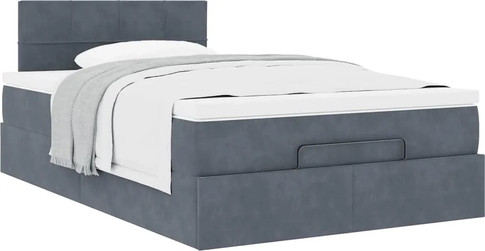 Osmanský rám postele s matrací tmavě šedá 120x200cm samet 3311766