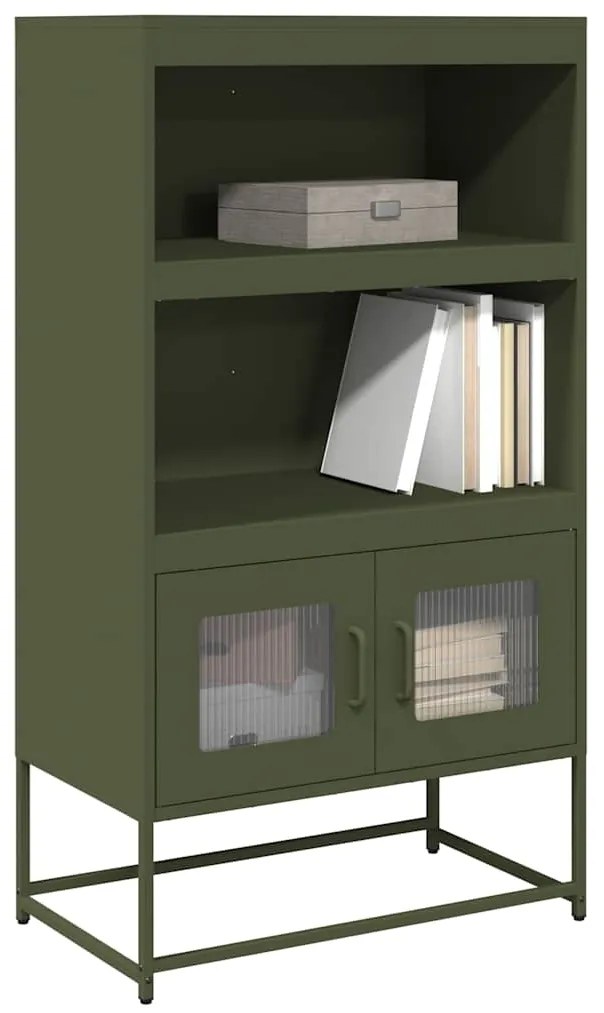 Skříň highboard olivově zelená 68x39x123 cm ocel