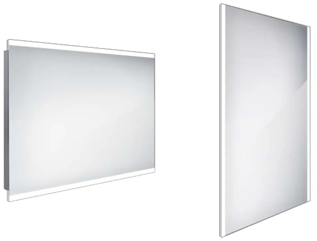 Nimco Zrcadla - Koupelnové podsvícené LED zrcadlo 100x70 cm, hranaté, aluminium ZP 12004