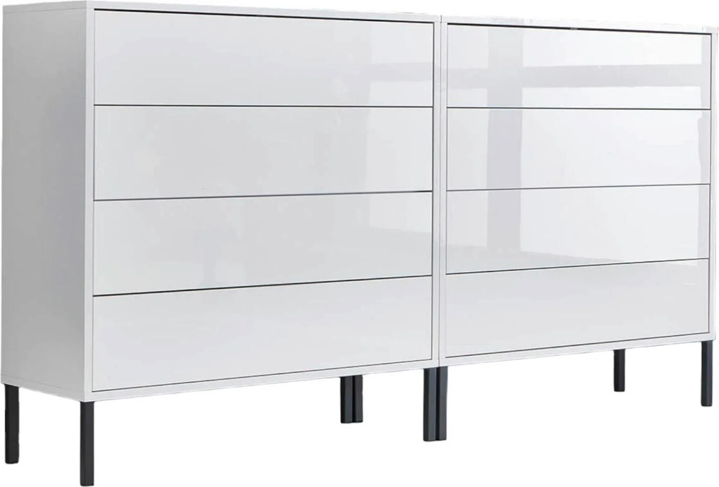 XXXLutz ŠIROKÁ KOMODA, bílá, vysoce lesklá bílá, 158/86/33 cm MID.YOU - Komody na nožičkách - 001067001601