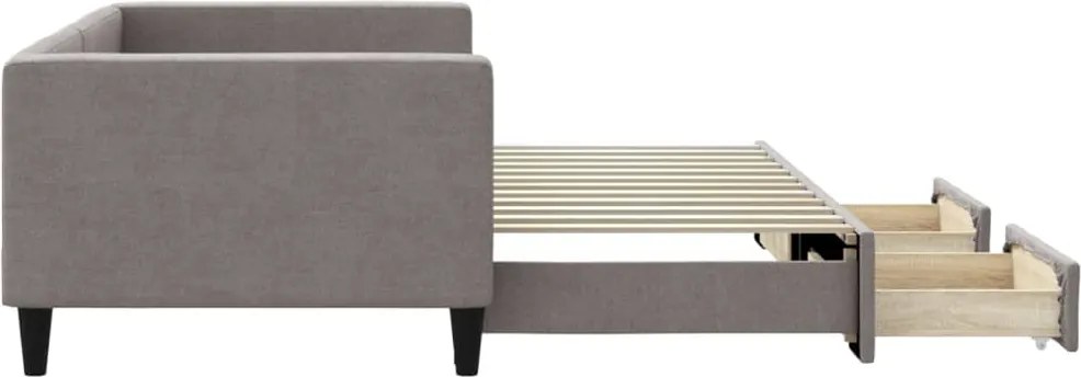 Válenda s přistýlkou a zásuvkami taupe 90 x 200 cm textil 3196617