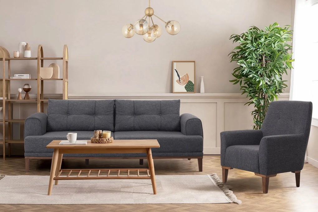 Hanah Home Třímístná pohovka BALERA s křeslem antracitová 223 cm