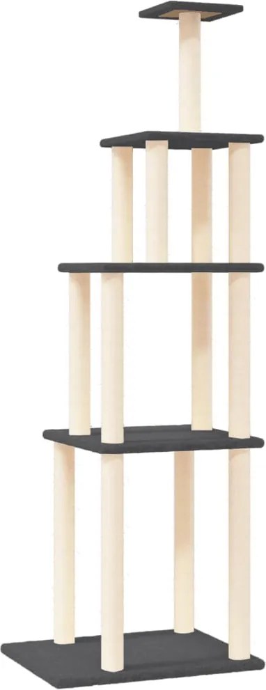 Škrabadlo pro kočky se sisalovými sloupky tmavě šedé 183 cm 171746