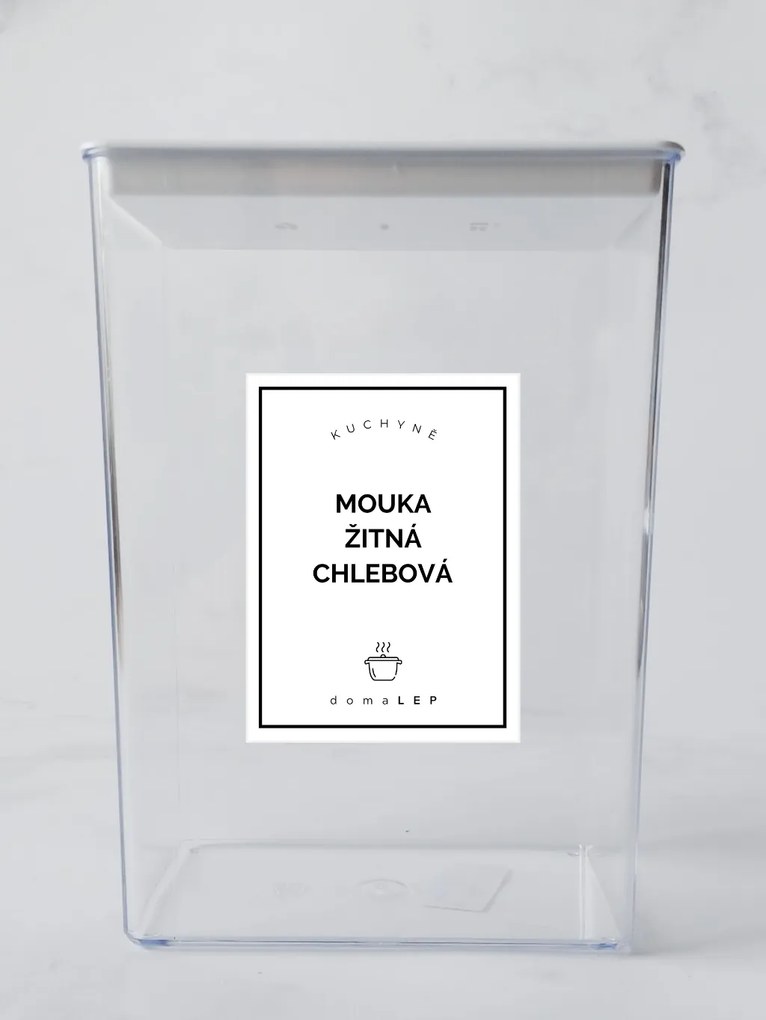 MOUKA ŽITNÁ CHLEBOVÁ - omyvatelná samolepka na dózu, výběr rozměrů Ø 5 cm / 5 x 5 cm / 6 x 8 cm | DomaLEP