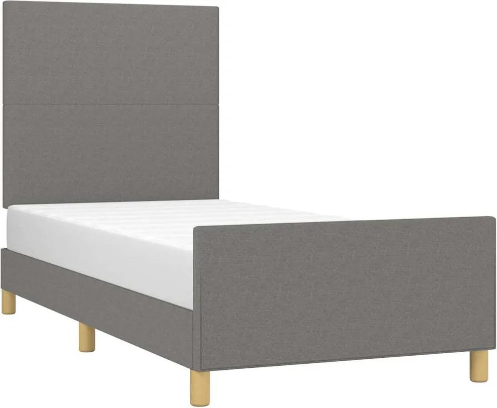 Rám postele bez matrace tmavě šedá 100 x 200 cm textil 3124872
