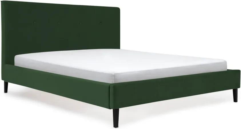 Tmavě zelená postel s černými nohami Vivonita Kent, 180 x 200 cm