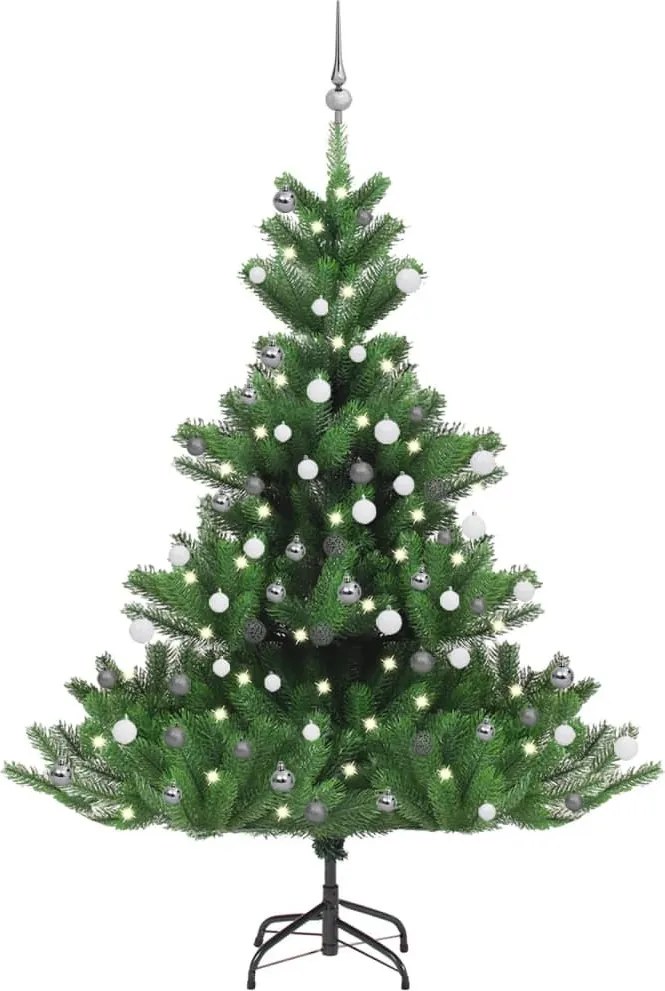 vidaXL Umělý vánoční stromek normandská jedle LED a koule zelený 180cm [3077732] Barva: Růže