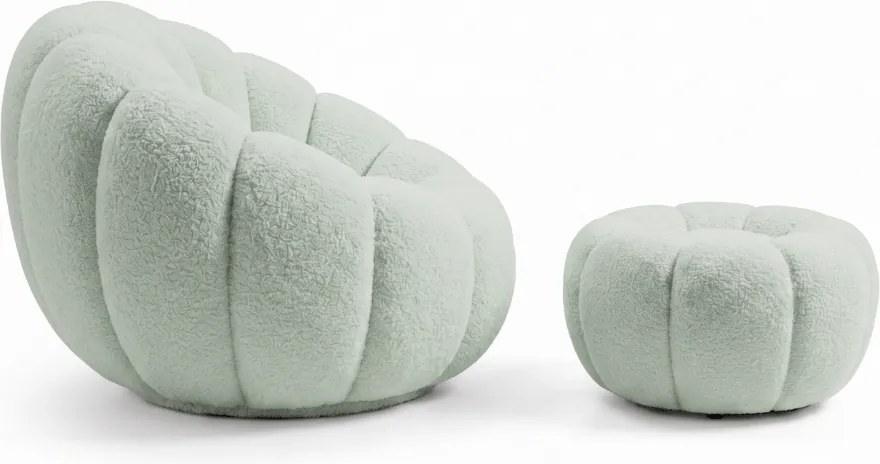 Designové křeslo BLOOM s taburetem, světle zelená