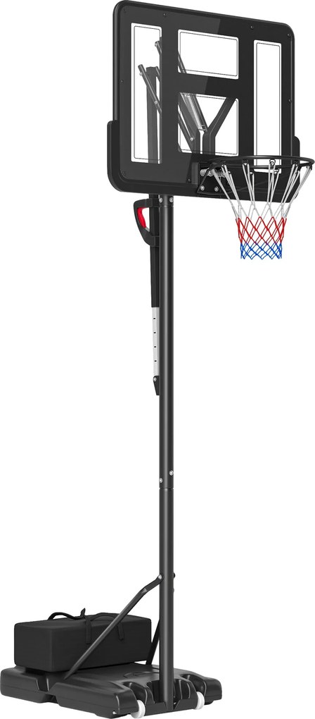 SPORTNOW Mobilní Basketballový Koš, Nastavitelná Výška Koše 230-305 cm, Stojan na Basketbal s 110 x 75 cm nerozbitnou zadní deskou na kolech, pružinov