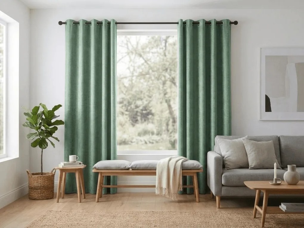 Zatemňovací závěs LOOM VELVET 140x250 cm, zelený Zavěšení: Řasící páska