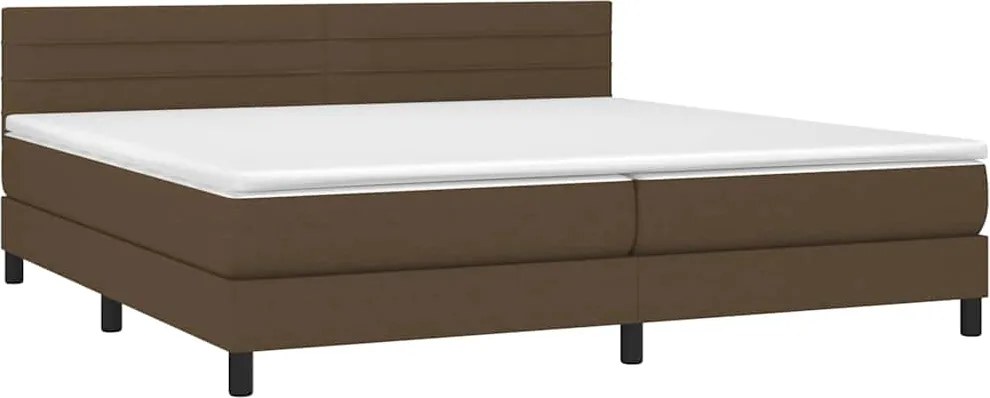 Box spring postel s matrací a LED tmavě hnědá 200x200 cm textil 3133264