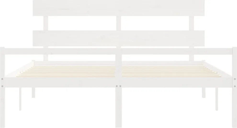 Postel s čelem pro seniory bílý 200x200 cm masivní dřevo 3195372