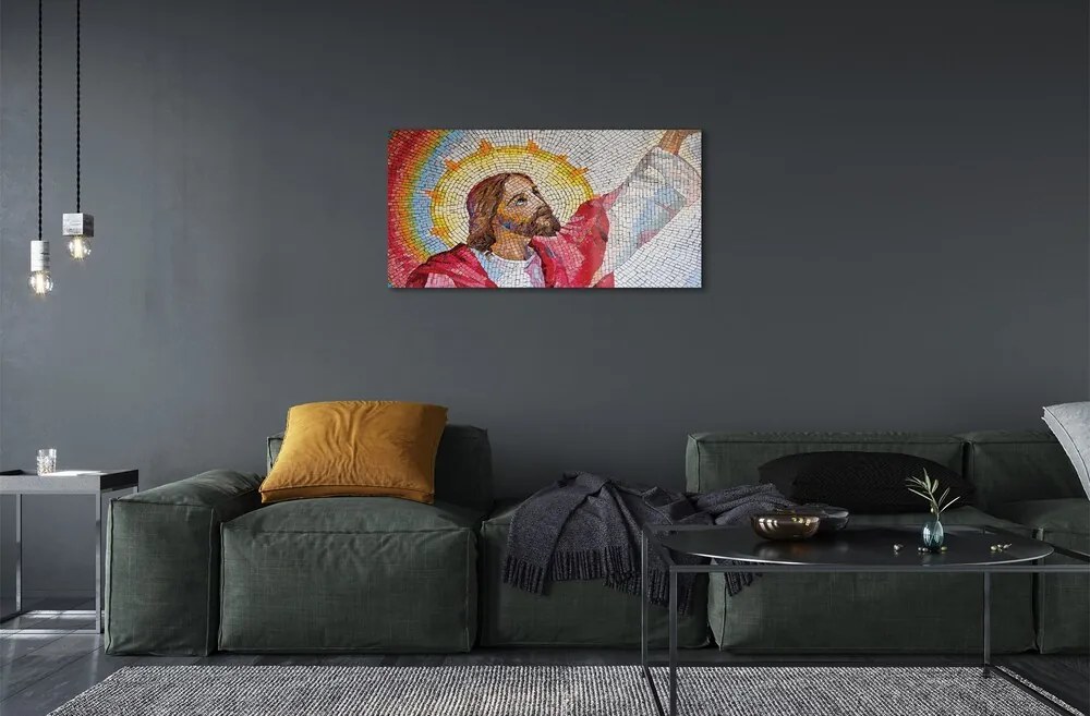 Obraz na skle mozaika Jesus 120x60 cm