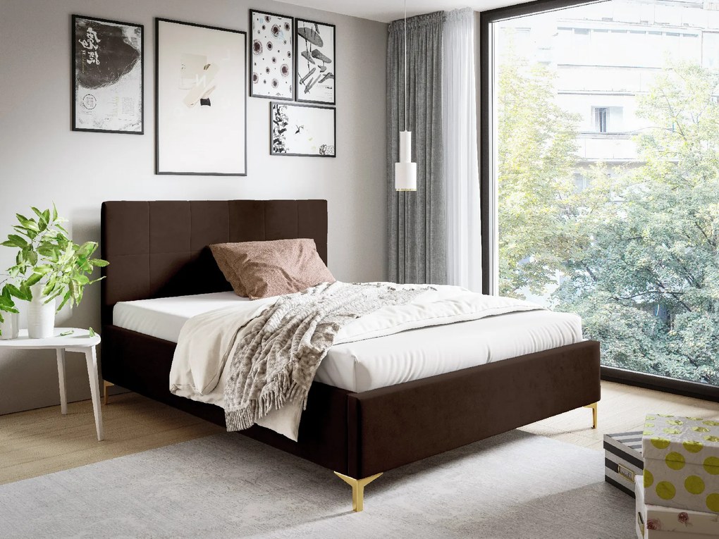 Eka Čalouněná postel SMART+ 90x200 cm Barva látky Trinity: Fialová (Trinity 2311), Úložný prostor: S dřevěným rámem úložného prostoru