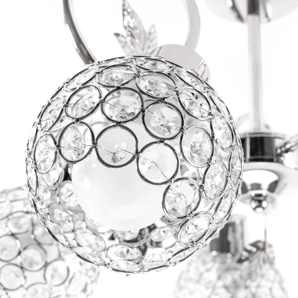 Toolight - Křišťálová stropní svítilna 5xE27 60W 300750, chromová, OSW-05688