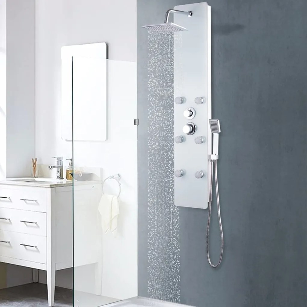 Sprchový panel skleněný 25 x 44, 6 x 130 cm bílý 142992