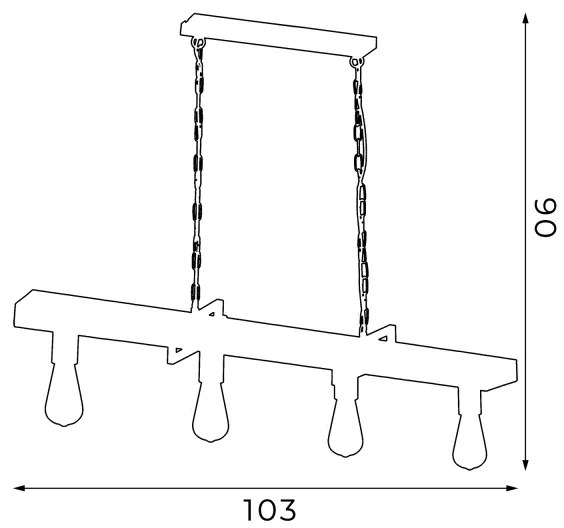 Lustr na řetězu HARD 4xE27/60W/230V