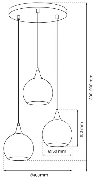 Lustr na lanku MONTE 3xE27/60W/230V matný chrom