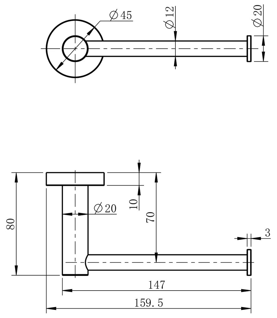 Sapho, X-ROUND držák toaletního papíru, bez krytu, černá, XR723B