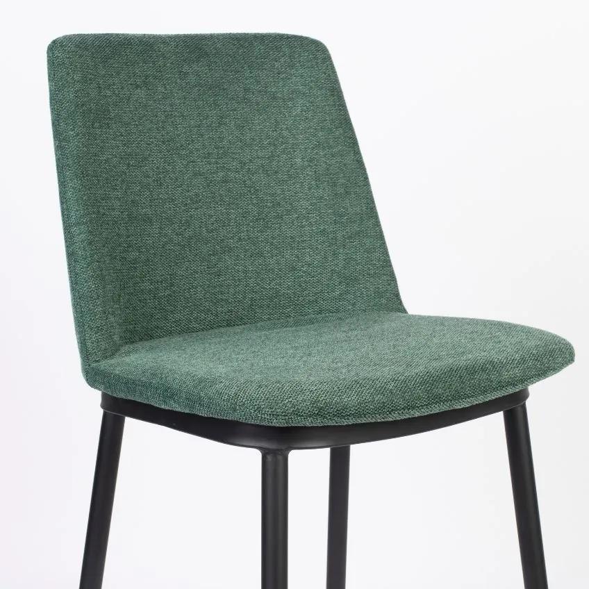 White Label Tmavě zelená látková barová židle WLL LIONEL 75 cm