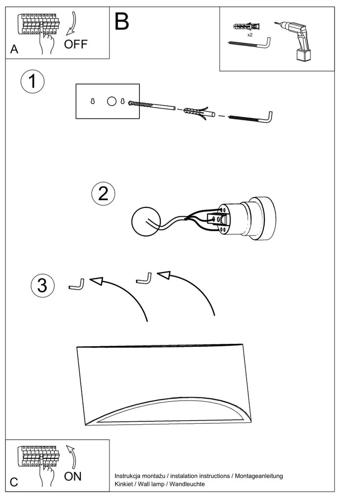 Nástěnné svítidlo Vixen, 1x bílé keramické stínítko, b