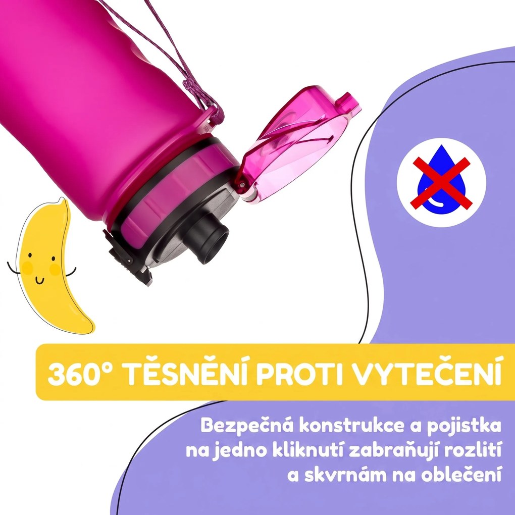 Klarstein Schmatzfatz Wakaba dětská láhev na pití | 500 ml | Tritan | Popruh na přenášení – Bez BPA
