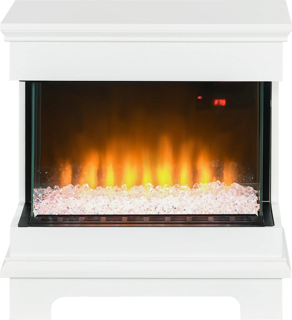 HOMCOM Elektrický krb s 10 barvami, automatické vypnutí a 12hodinový časovač, 61x28x66,5 cm, bílý
