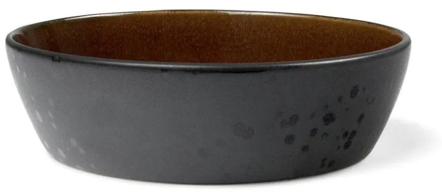 Černá kameninová servírovací mísa s vnitřní glazurou v okrové barvě Bitz Mensa, průměr 18 cm
