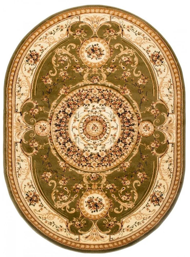 Kusový koberec klasický vzor 3 zelený ovál 250x350cm