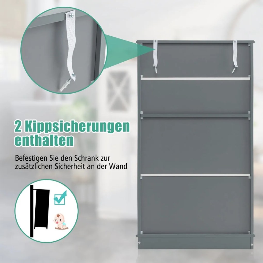 Costway WC skříňka do koupelny, na prádlo s dvířky – 60 × 30 × 108 cm