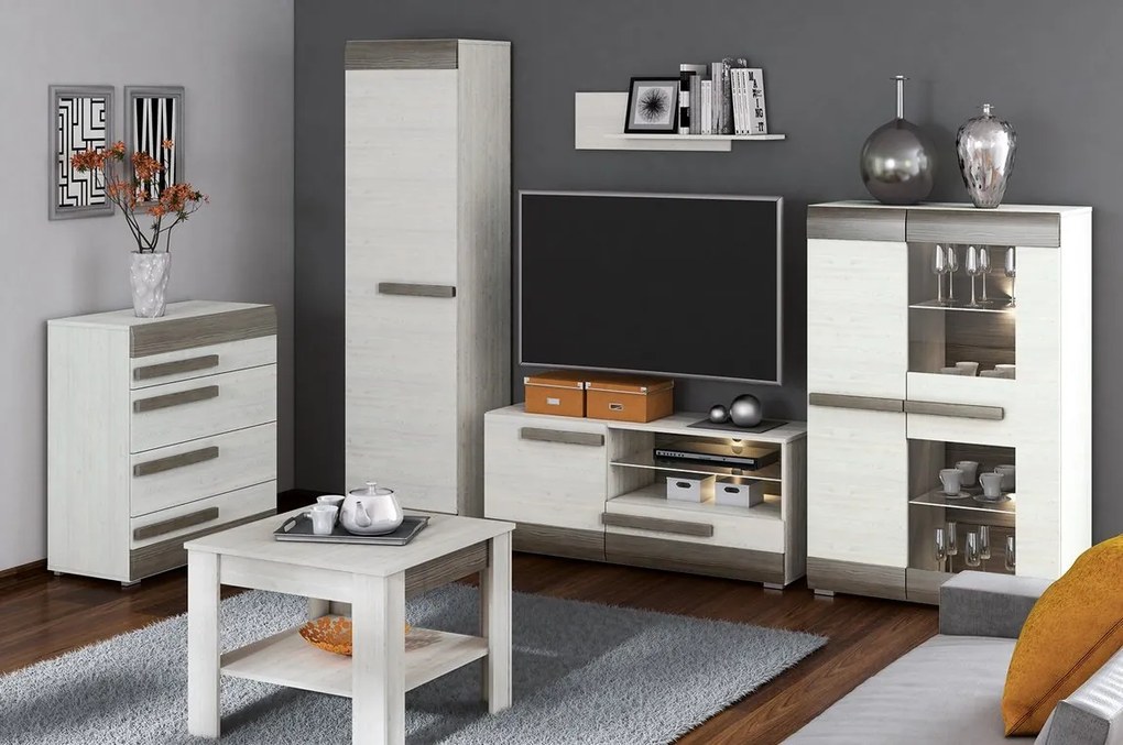 Casarredo - Komfort nábytek Komoda LANTANA/BLANCO 08, 4S, borovice sněžná/šedá