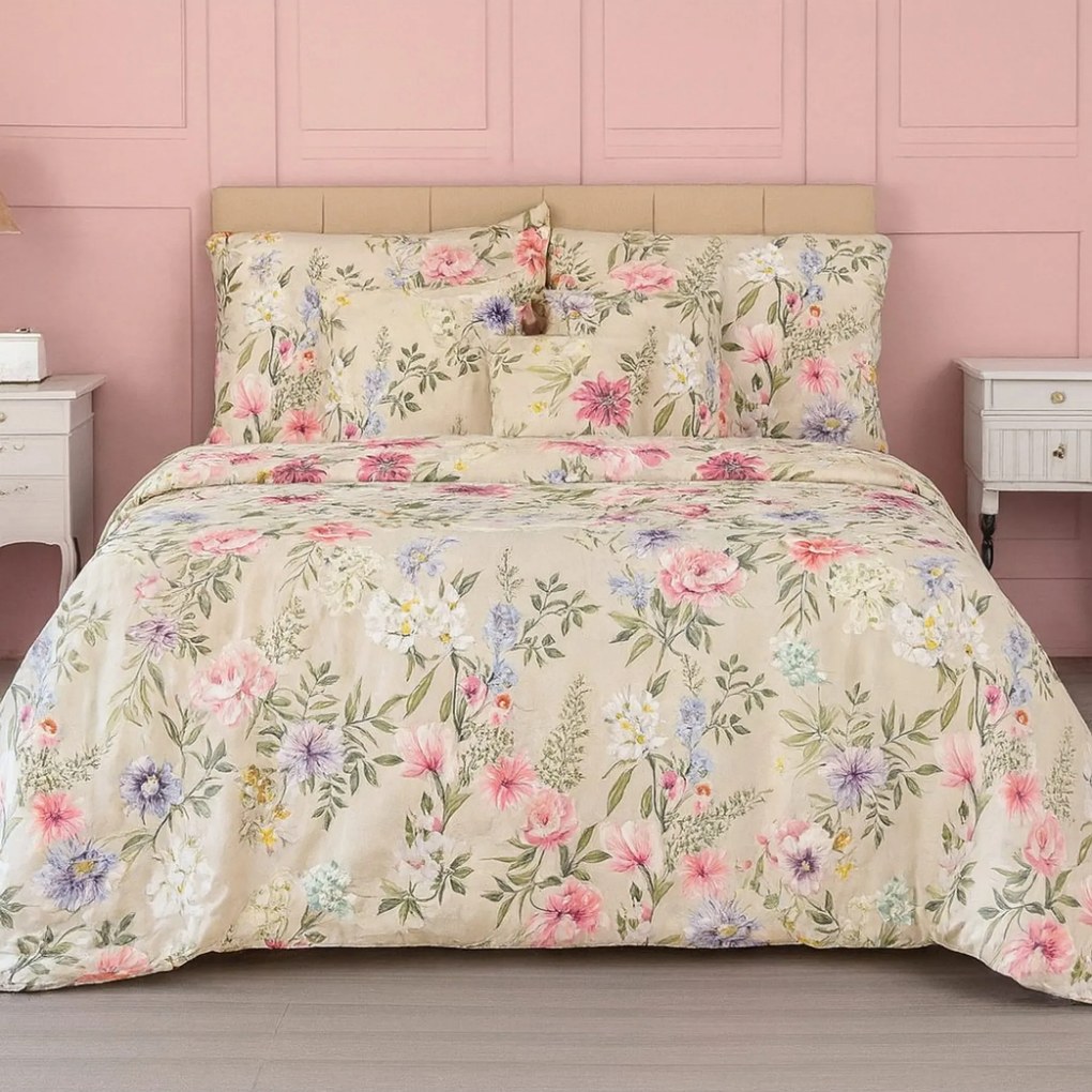 Saténové povlečení LUXURY COLLECTION Botanica elegance - 1x 200/200, 2x 70/90cm