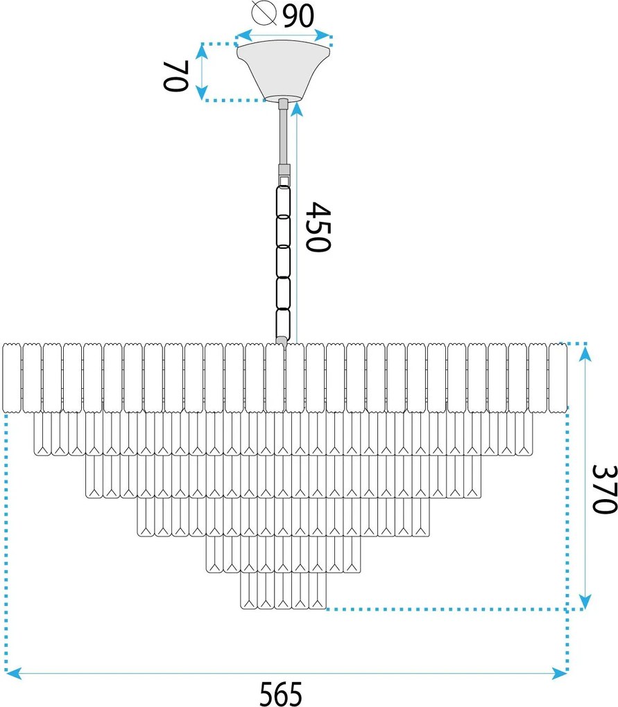 Toolight Toolight, křišťálové závěsné svítidlo 60cm, 8xE14, G058-CP, zlatá, OSW-08992