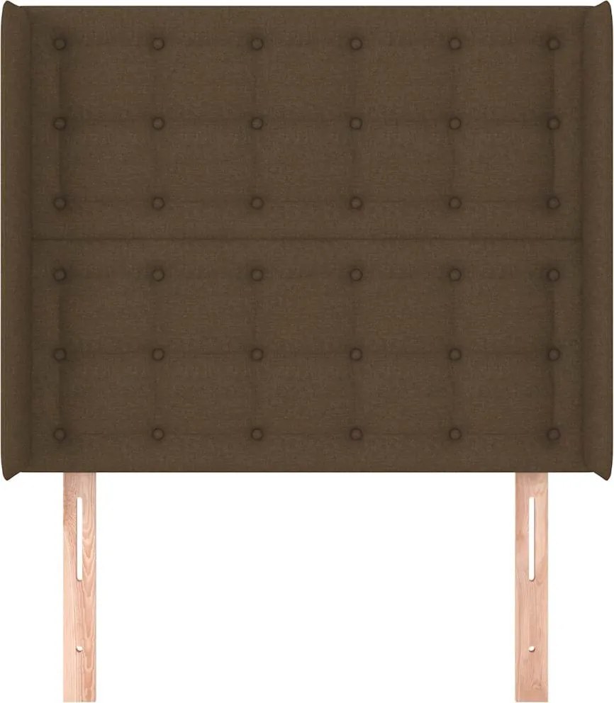 Čelo postele typu ušák tmavě hnědé 83x16x118/128 cm textil 3119991